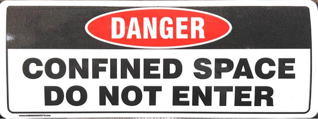 DANGER CONFINED SPACE DO NOT ENTER LAMINATED DECAL 3"x 8" (wording only ...